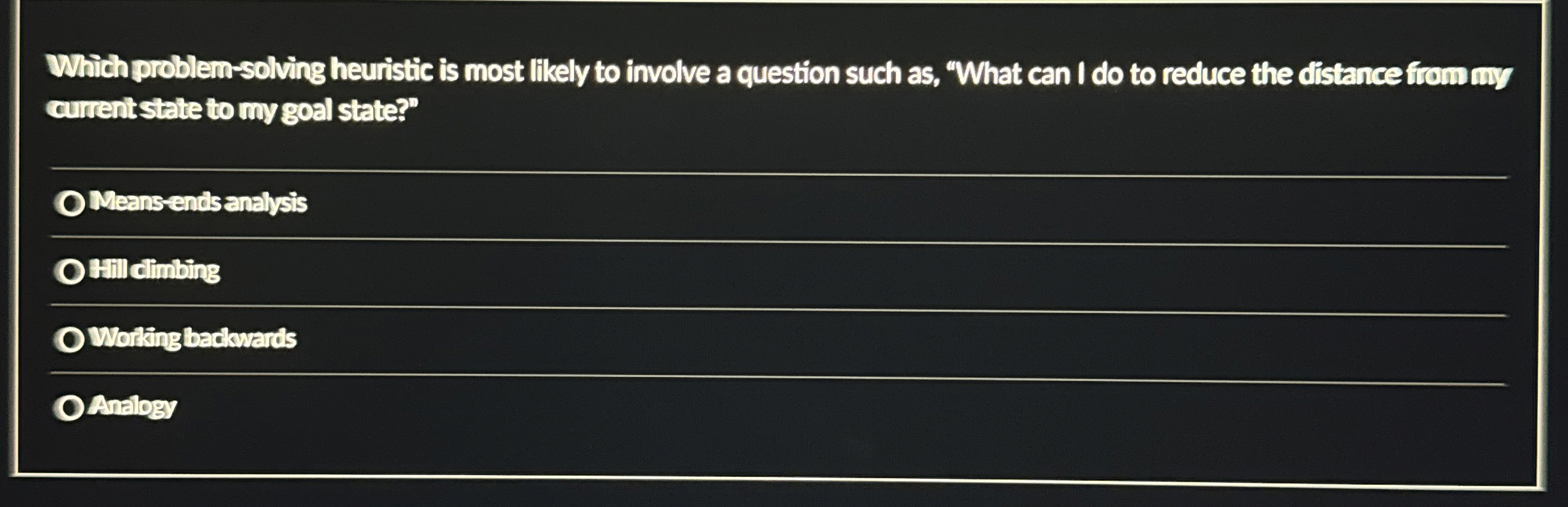 Solved Which problem-solving heuristic is most likely to | Chegg.com