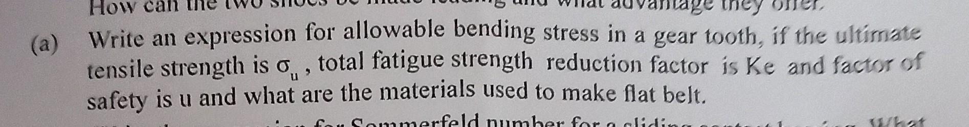 Solved (a) Write an expression for allowable bending stress | Chegg.com