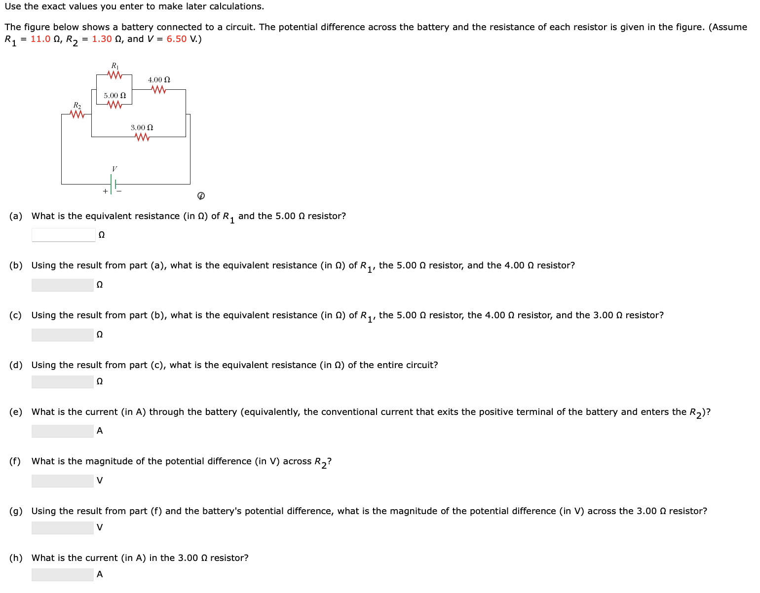 Solved Use the exact values you enter to make later | Chegg.com