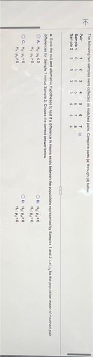 Solved diflerences for Sample 1 minus Sample 2 Cncose the | Chegg.com
