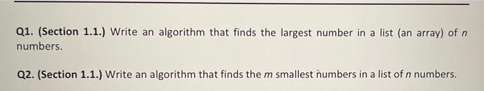 Solved Q1 Section 11 Write An Algorithm That Finds The 3771