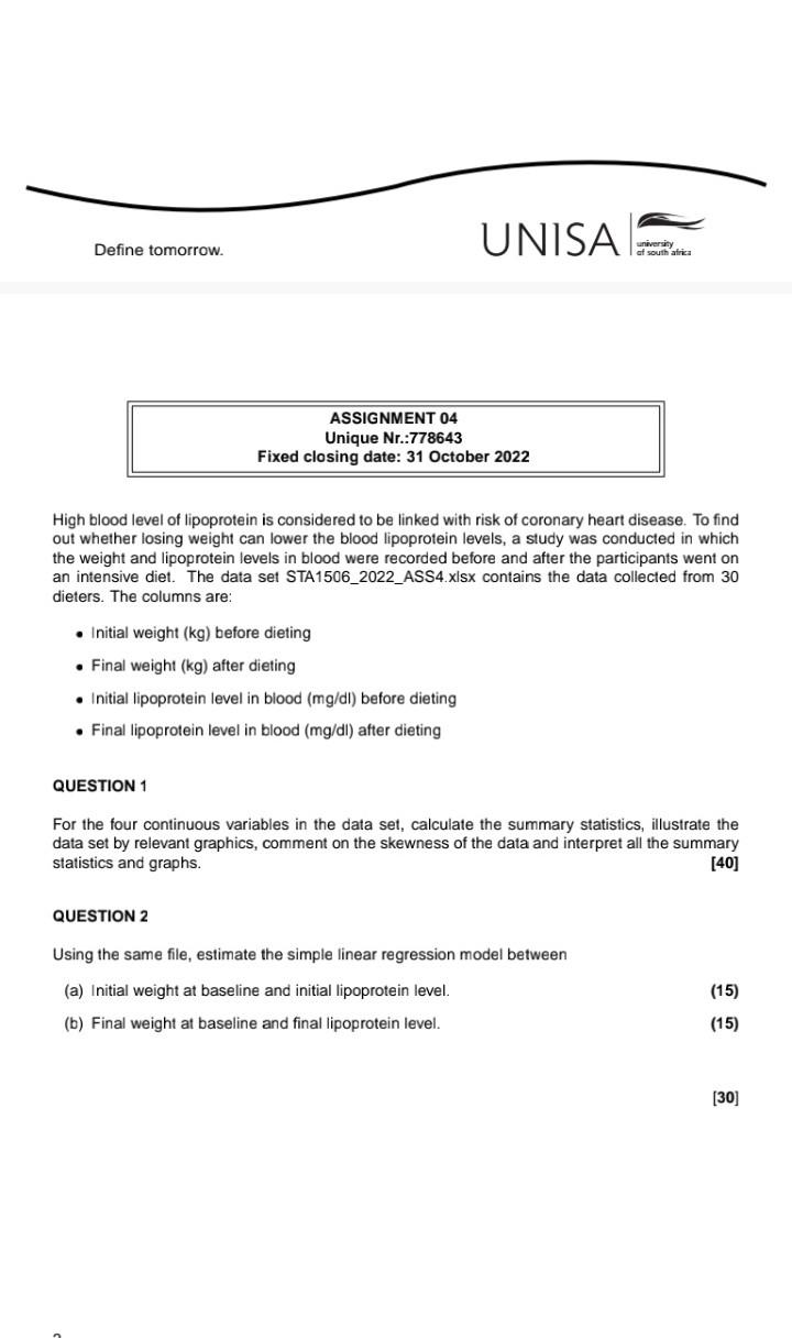 Solved Using the same file, estimate the simple linear | Chegg.com