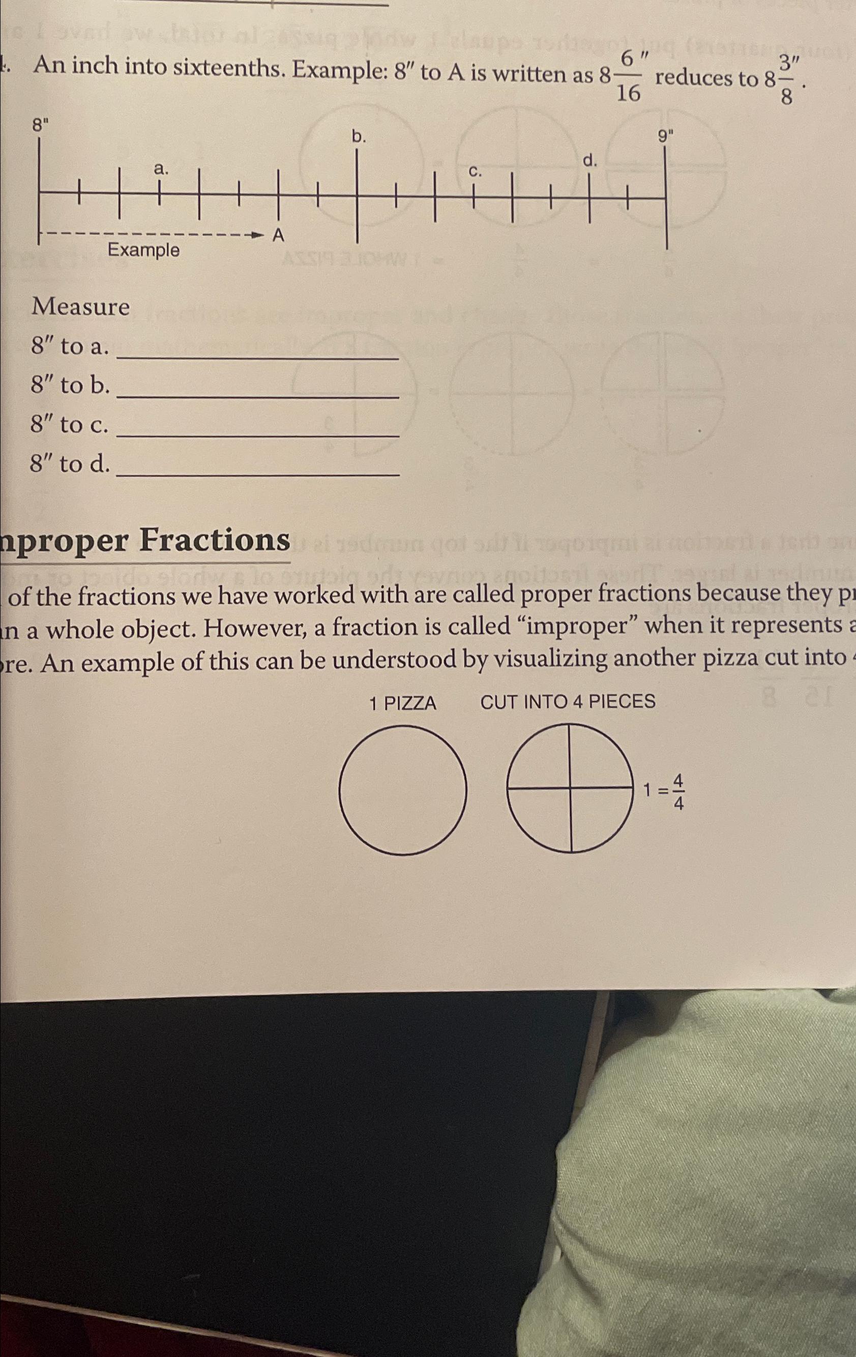 Solved An inch into sixteenths. Example: 8'' ﻿to A ﻿is | Chegg.com