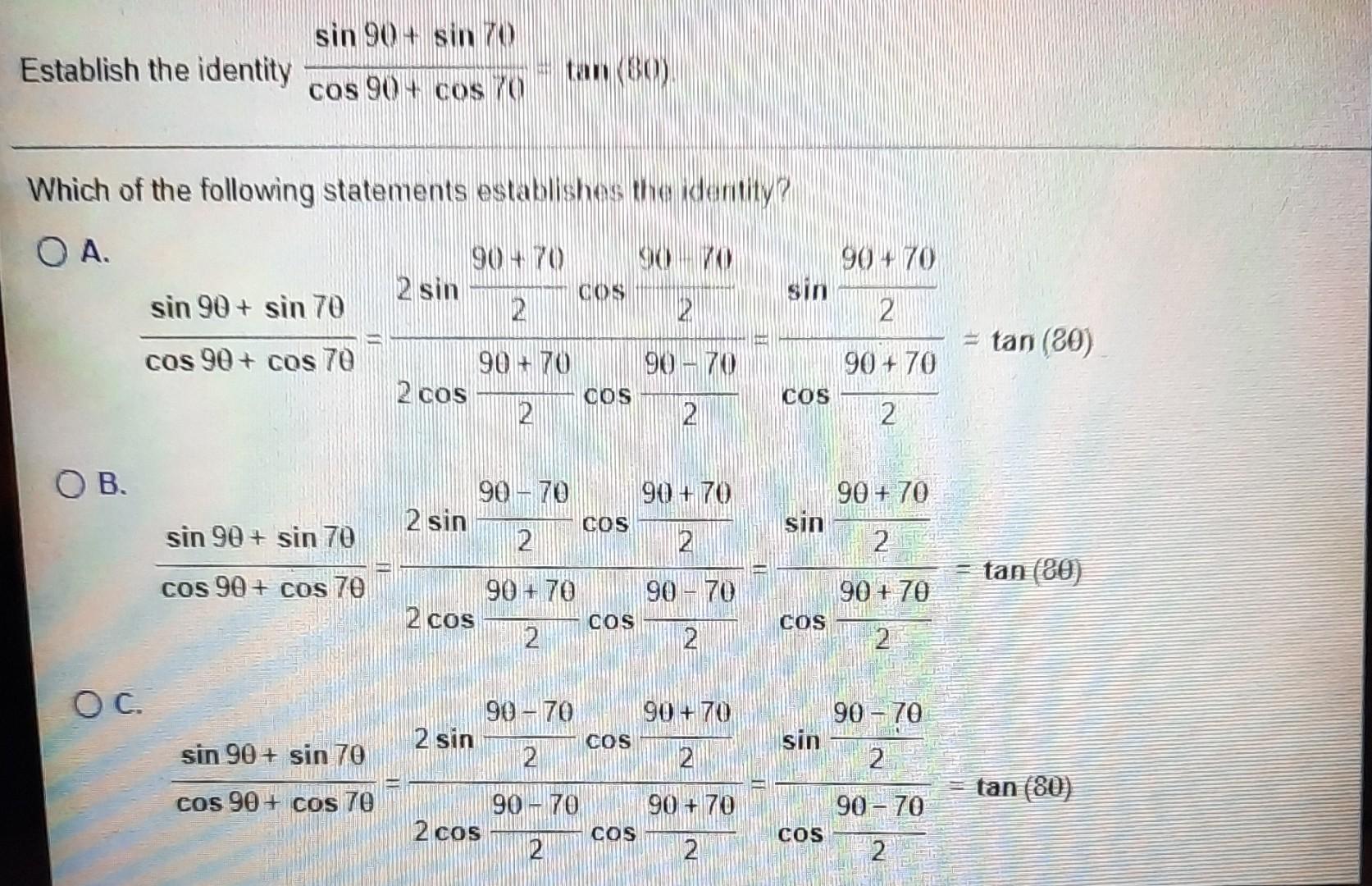 Solved Establish the identity sin x - siny COS X = COS Y xty | Chegg.com Solved Establish the identity sin x - siny COS X = COS Y xty | Chegg.com