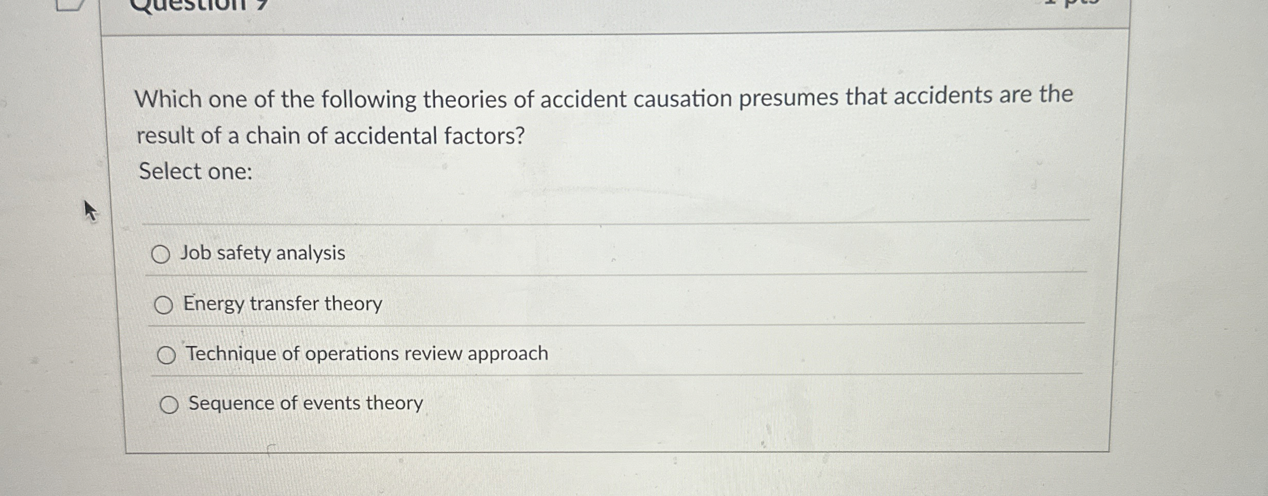 Solved Which one of the following theories of accident | Chegg.com