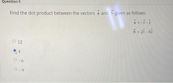 Solved Find the dot product between the vectors a and b | Chegg.com