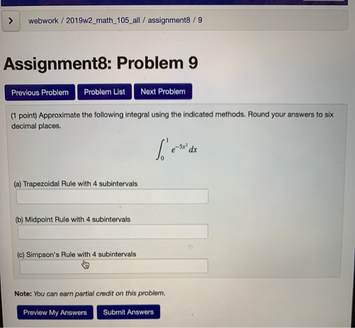 Solved webwork/2019w2_math_105_all/ assignment8 / 9 | Chegg.com