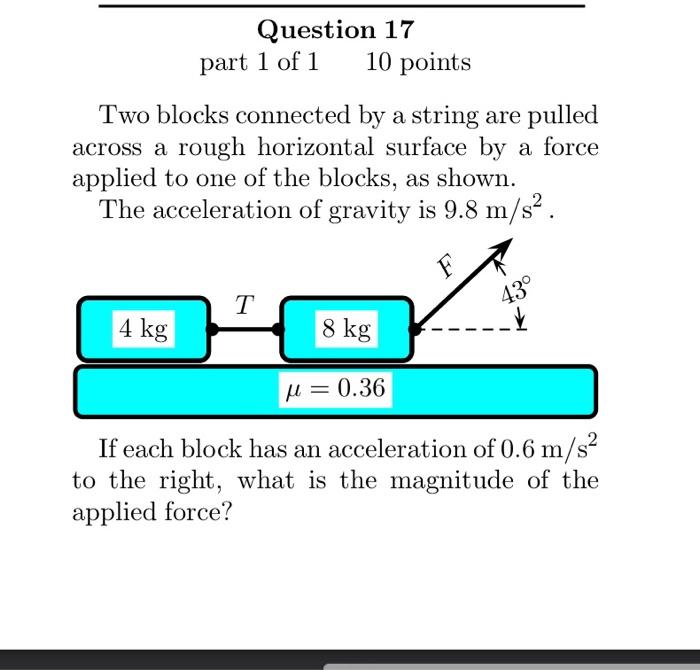 Solved Two blocks connected by a string are pulled across a | Chegg.com