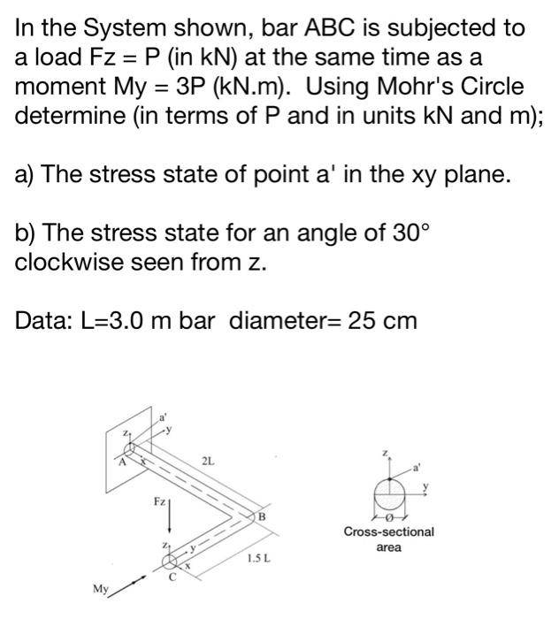 Solved In the System shown, bar ABC is subjected to a load | Chegg.com