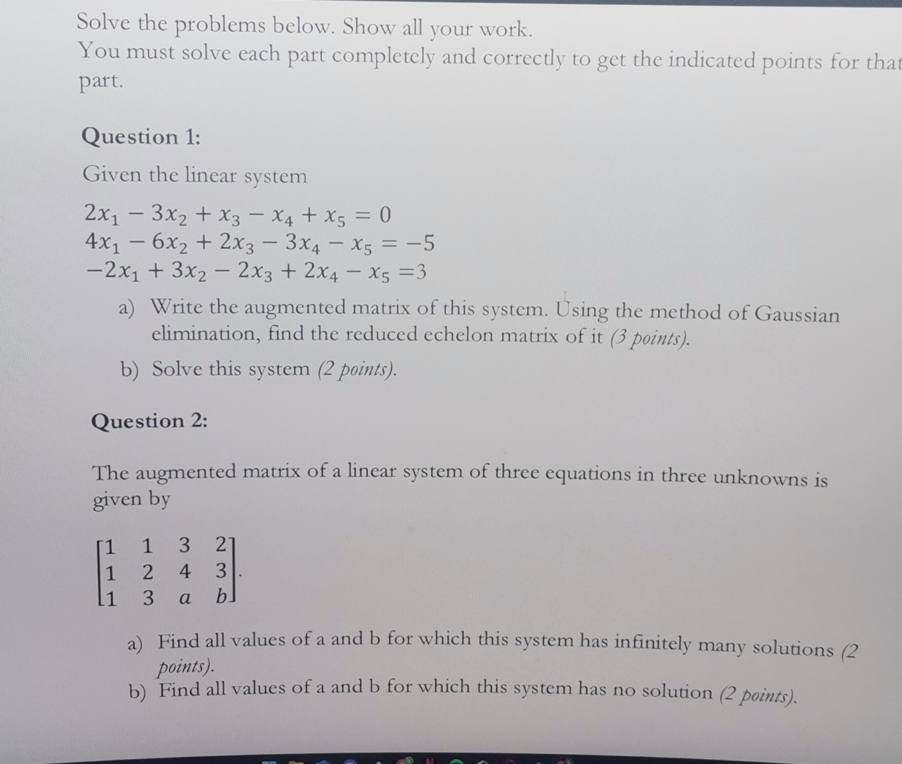 Solved Solve the problems below. Show all your work.You must | Chegg.com