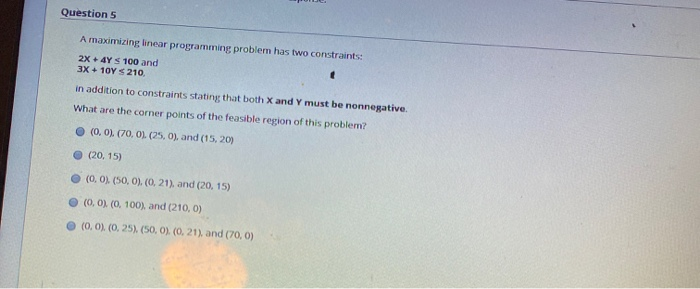 Solved Question 5 A Maximizing Linear Programming Problem 8691