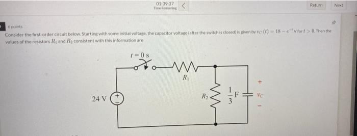 Solved 01:39:37 Time Remaining Return Next 6 points Consider | Chegg.com