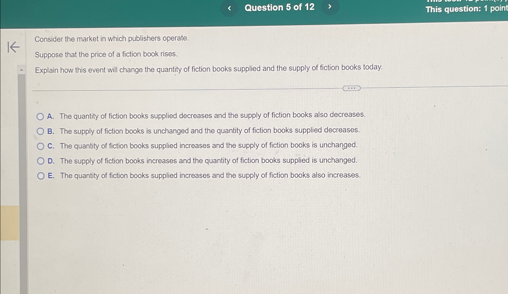Solved Question 5 of 12This question: 1 pointConsider the | Chegg.com Solved Question 5 of 12This question: 1 pointConsider the | Chegg.com