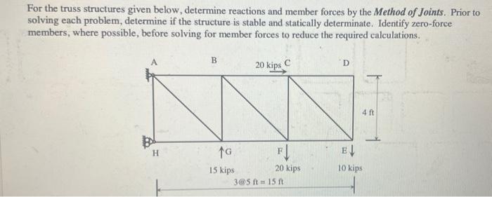 Solved For the truss structures given below, determine | Chegg.com