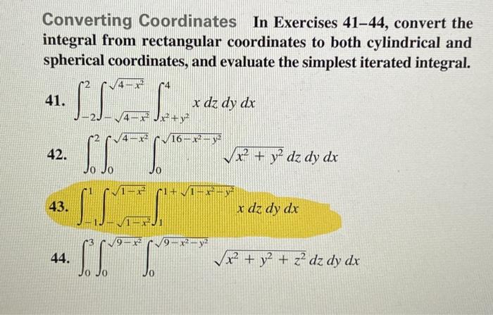 Solved Converting Coordinates In Exercises 41-44, convert | Chegg.com