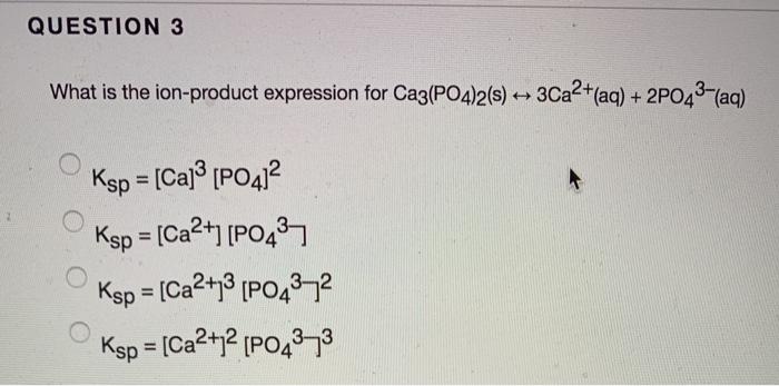 Solved QUESTION 3 What is the ion-product expression for | Chegg.com