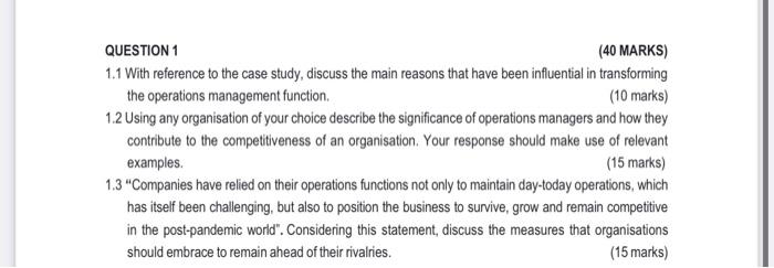 Solved SECTION A [40 MARKS] Read the case study below and | Chegg.com
