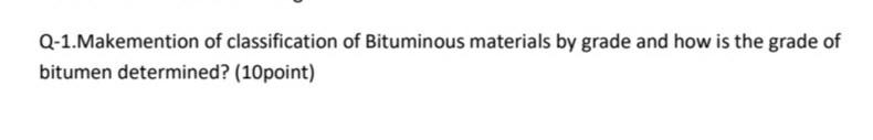 Solved Q-1. Makemention of classification of Bituminous | Chegg.com