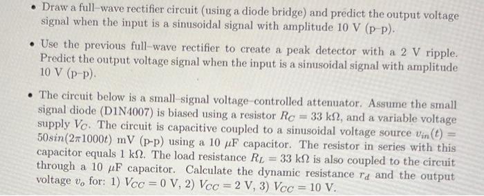 - Draw a full-wave rectifier circuit (using a diode | Chegg.com