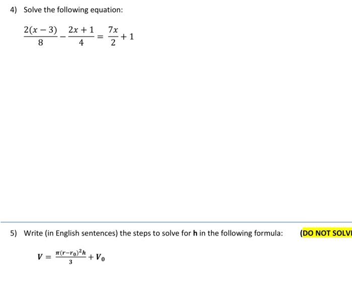 Solved 4) Solve the following equation: 82(x−3)−42x+1=27x+1 | Chegg.com