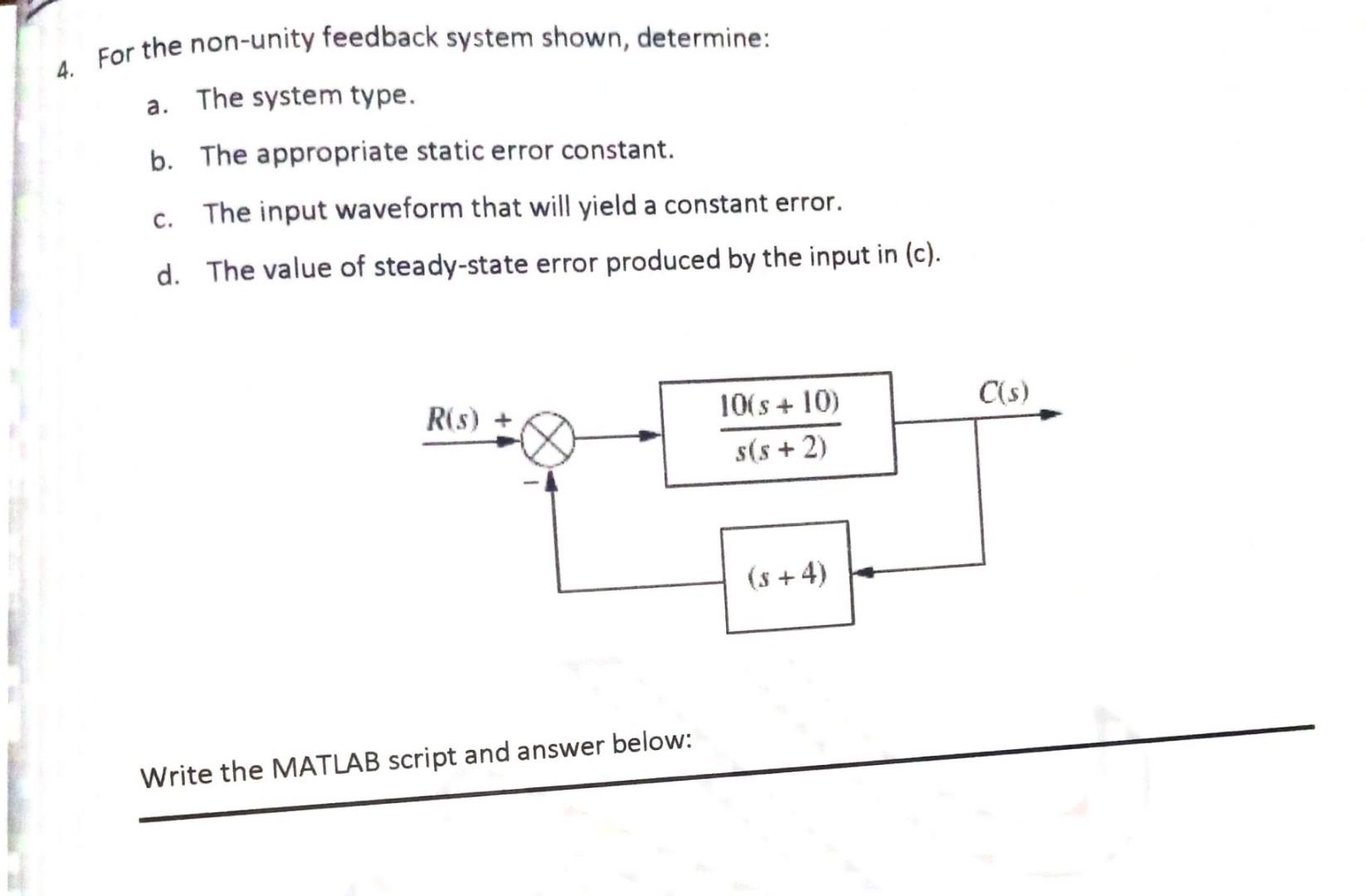 Solved 3. For the system shown, determine: a. Kp,Kv and Ka | Chegg.com