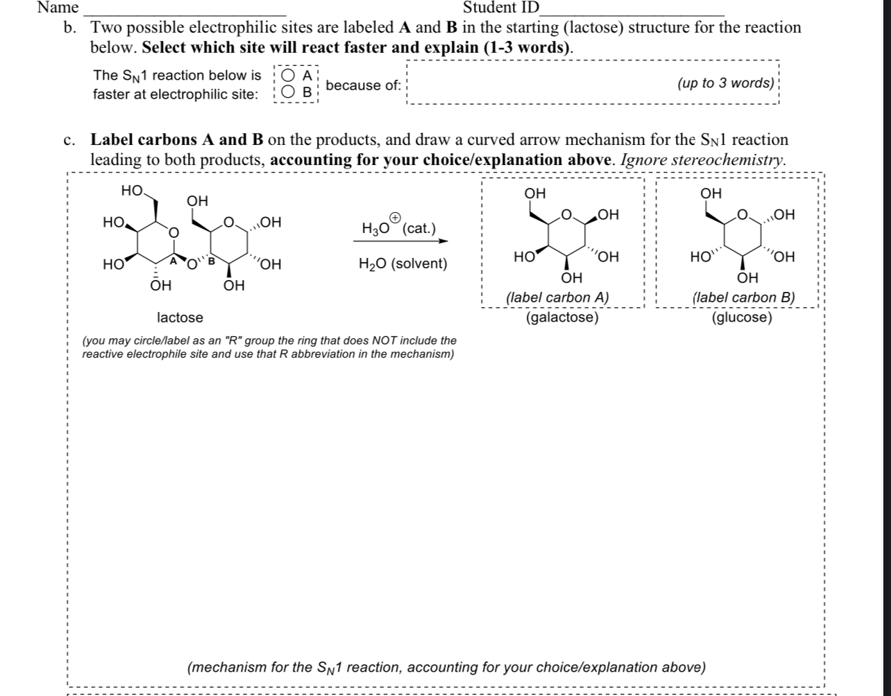 Solved Name q,Student IDq,b. ﻿Two possible electrophilic | Chegg.com