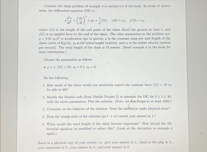 Solved Consider the chain problem of example 4 in section | Chegg.com