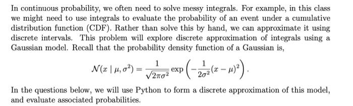 Solved In continuous probability, we often need to solve | Chegg.com