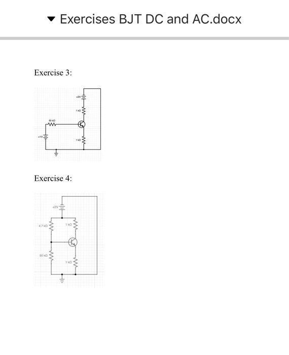 Solved • Exercises BJT DC and AC.docx Exercise 1: 5v | Chegg.com