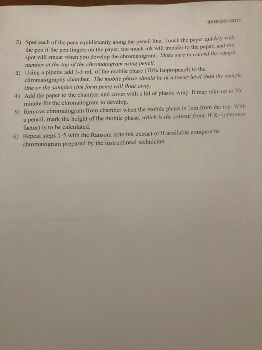 RANSOM NOTE URGENT: Immediate Chromatographie | Chegg.com