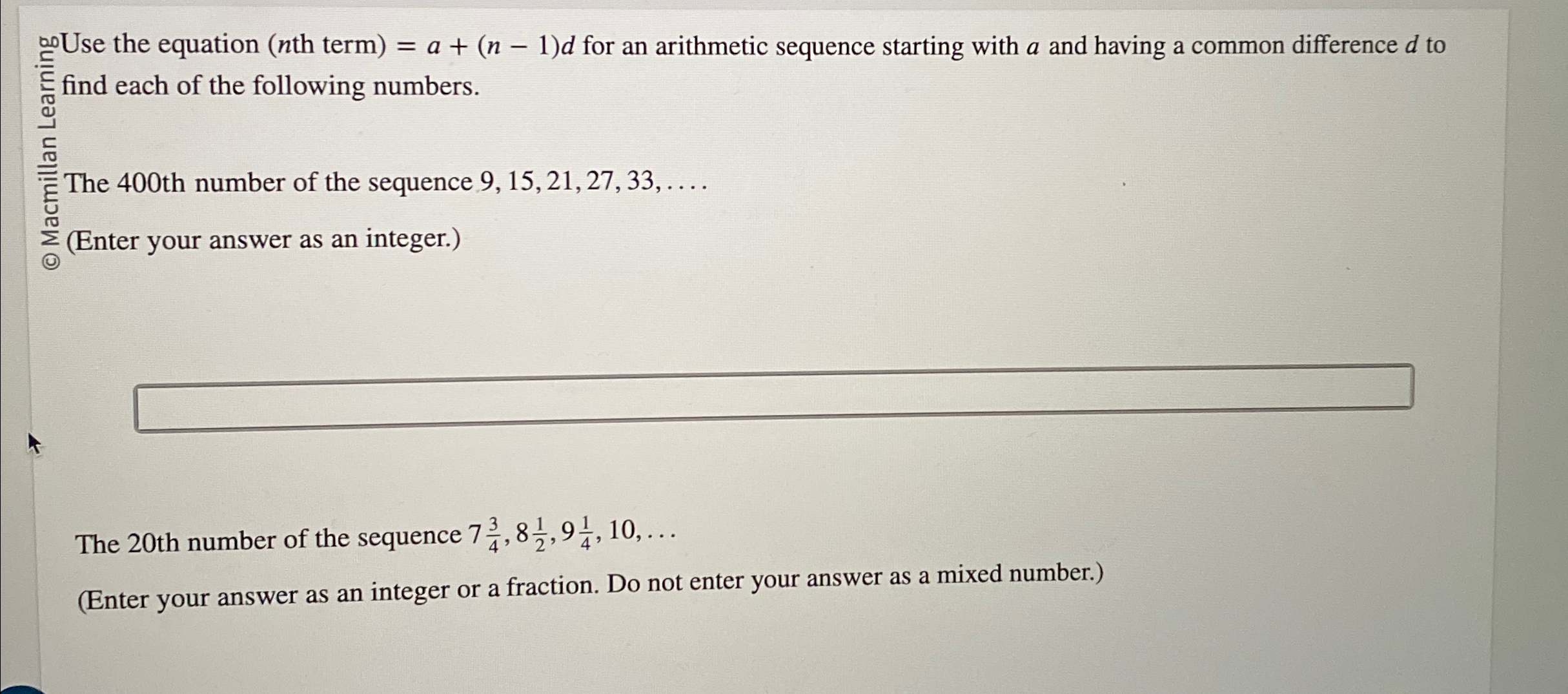Solved Use the equation th term) =a+(n-1)d ﻿for an | Chegg.com
