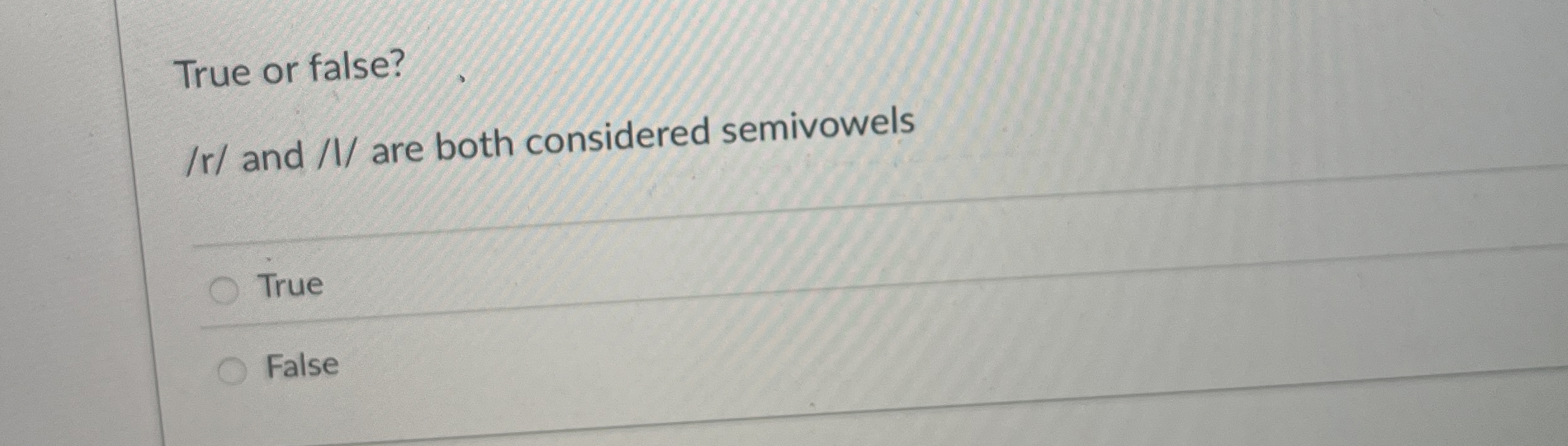 Solved True or false?/r/ ﻿and /I/ ﻿are both considered | Chegg.com