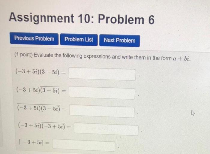 Solved Assignment 10 Problem 6 Previous Problem Problem