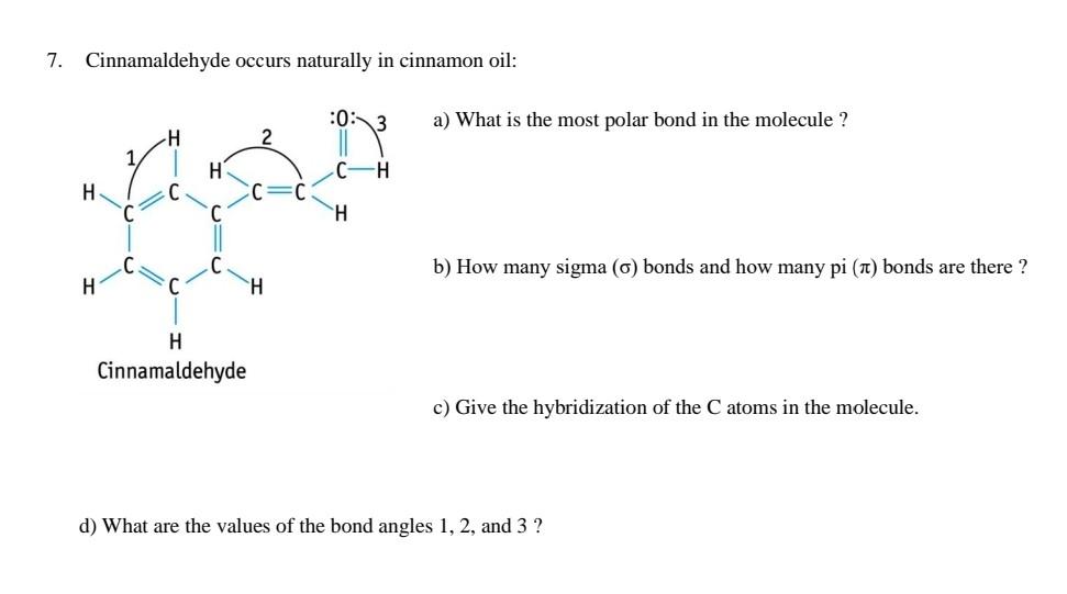 Solved 7. Cinnamaldehyde occurs naturally in cinnamon oil: | Chegg.com