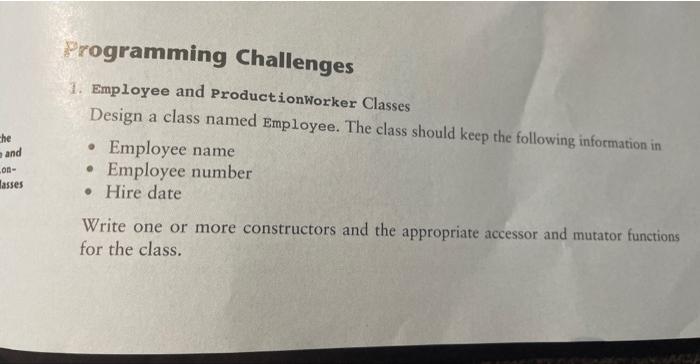 Solved Programming Challenges 1. Employee and | Chegg.com Solved Programming Challenges 1. Employee and | Chegg.com