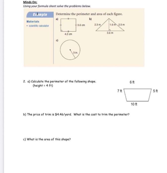 Solved Minds On: Using your formula sheet solve the problems | Chegg.com