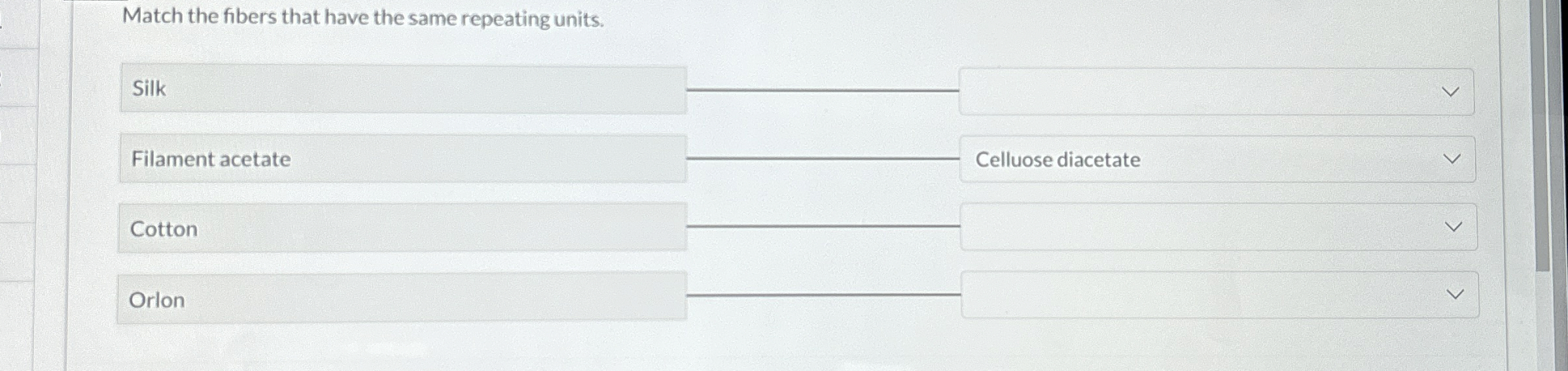 Solved Match the fibers that have the same repeating | Chegg.com