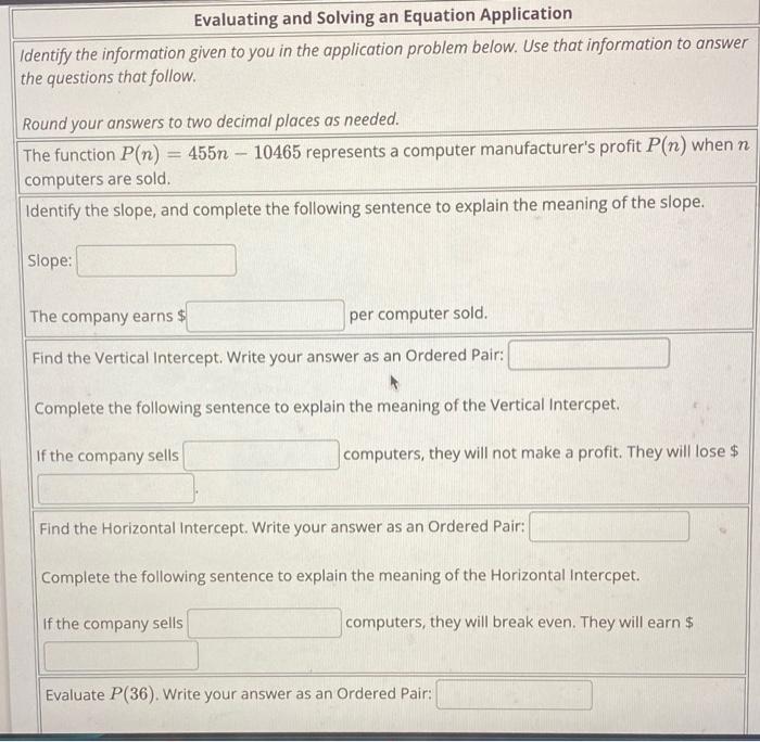Solved Evaluating and Solving an Equation Application | Chegg.com