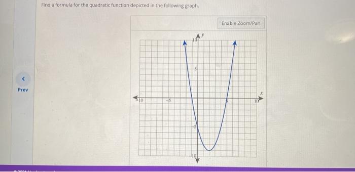 Solved Find a formula for the quadratic function depicted in | Chegg.com