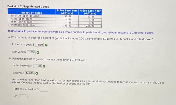 Solved Basket of College-Related Goods Instructions: In part | Chegg.com