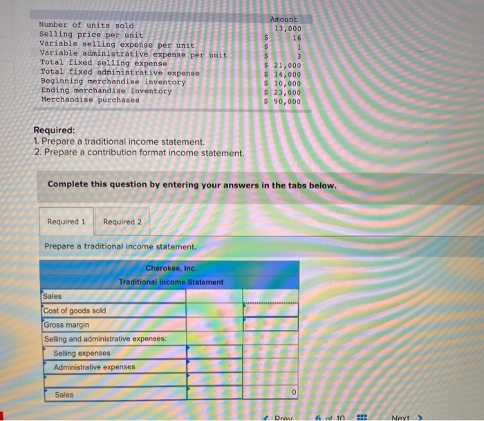 Solved Number of units sold Selling price per unit Variable | Chegg.com