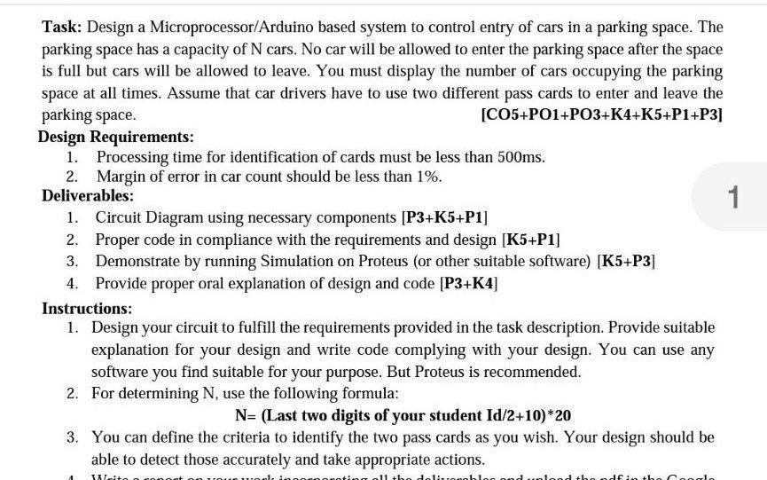 Solved Task Design A Microprocessorarduino Based System To 0719