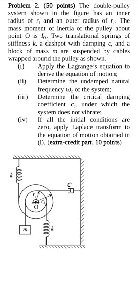 Solved Problem 2. (50 points) The double-pulley system shown | Chegg.com