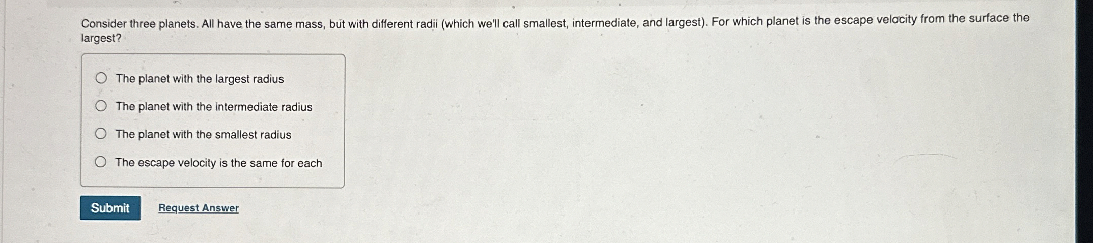Solved Consider three planets. All have the same mass, büt | Chegg.com