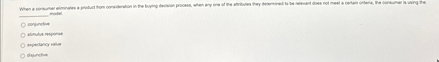 Solved model.conjunctivestimulus responseexpectancy | Chegg.com