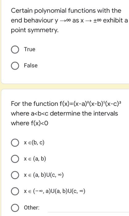 Solved Certain polynomial functions with the end behaviour y | Chegg.com