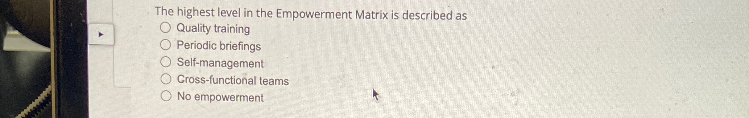 Solved The highest level in the Empowerment Matrix is | Chegg.com