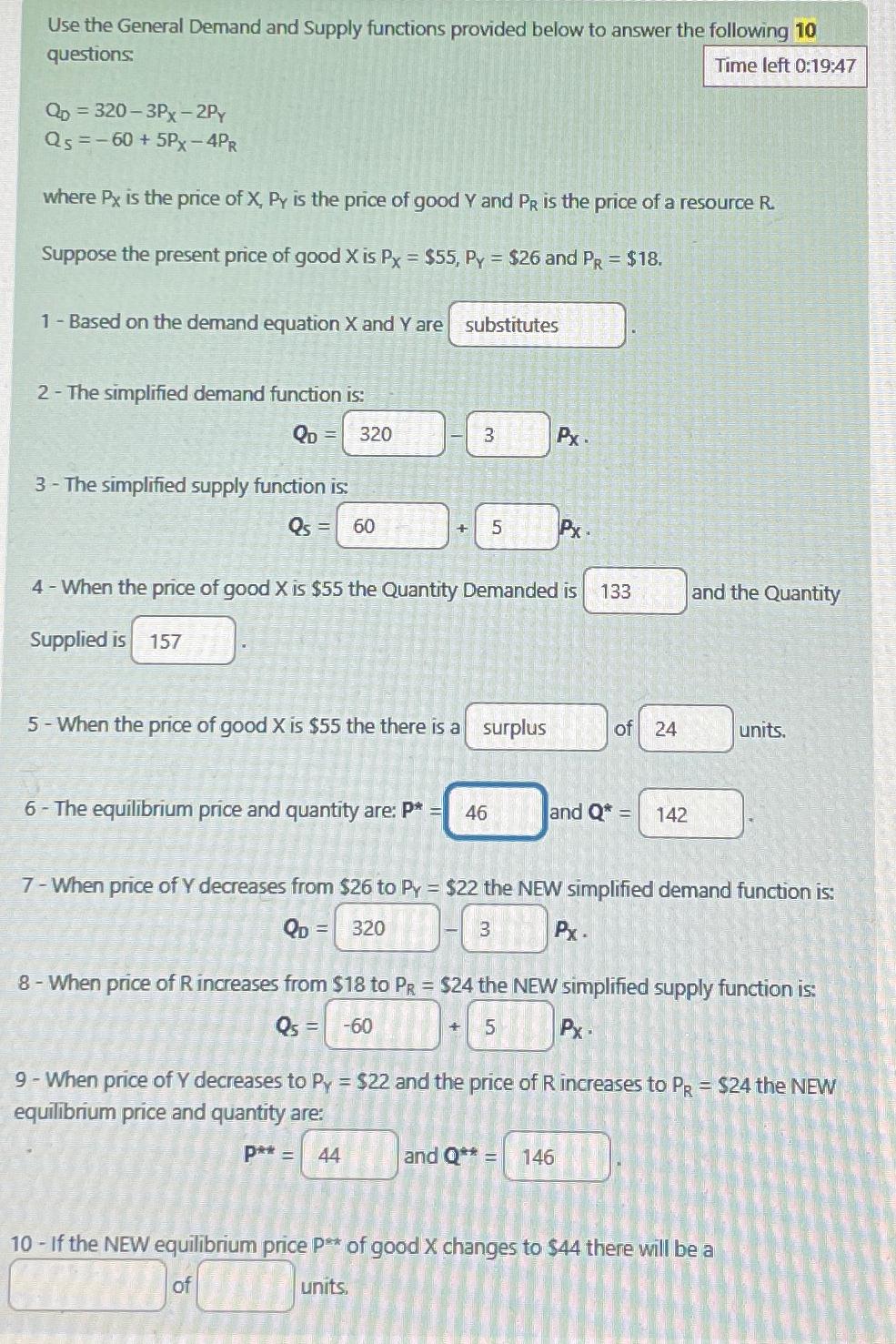 Solved Use the General Demand and Supply functions provided | Chegg.com