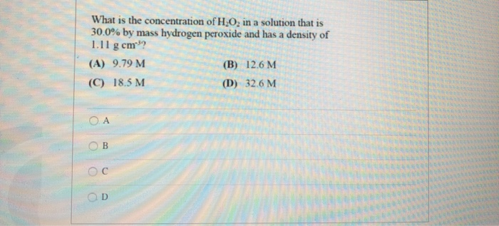 Solved What is the concentration of H2O, in a solution that | Chegg.com