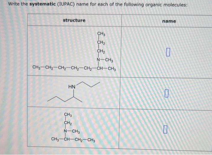 Solved Write the systematic (IUPAC) name for each of the | Chegg.com